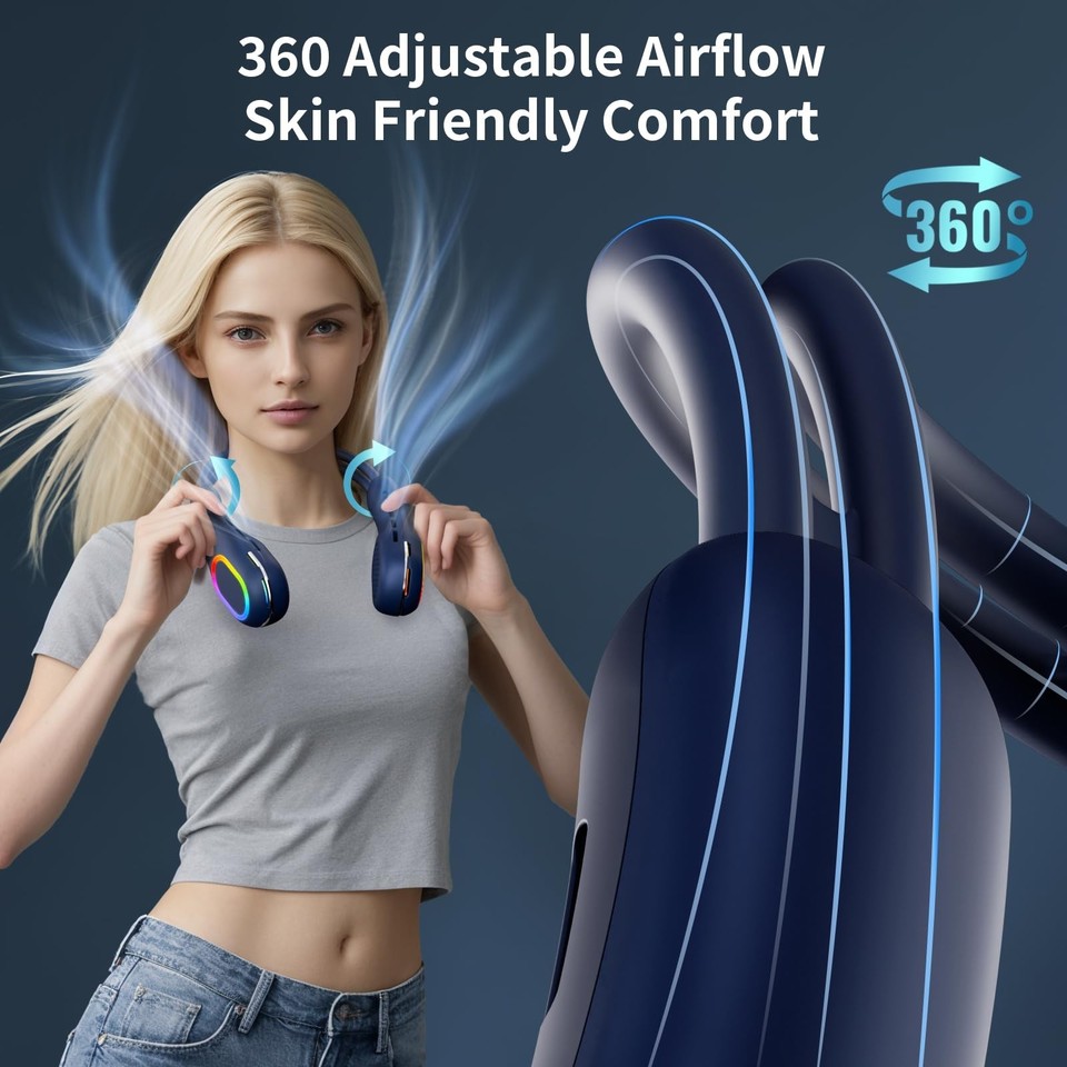 VEKK Portable Neck Fan 360° Wind Direction Adjustment Bladeless Neck Fan, 6 | eBay