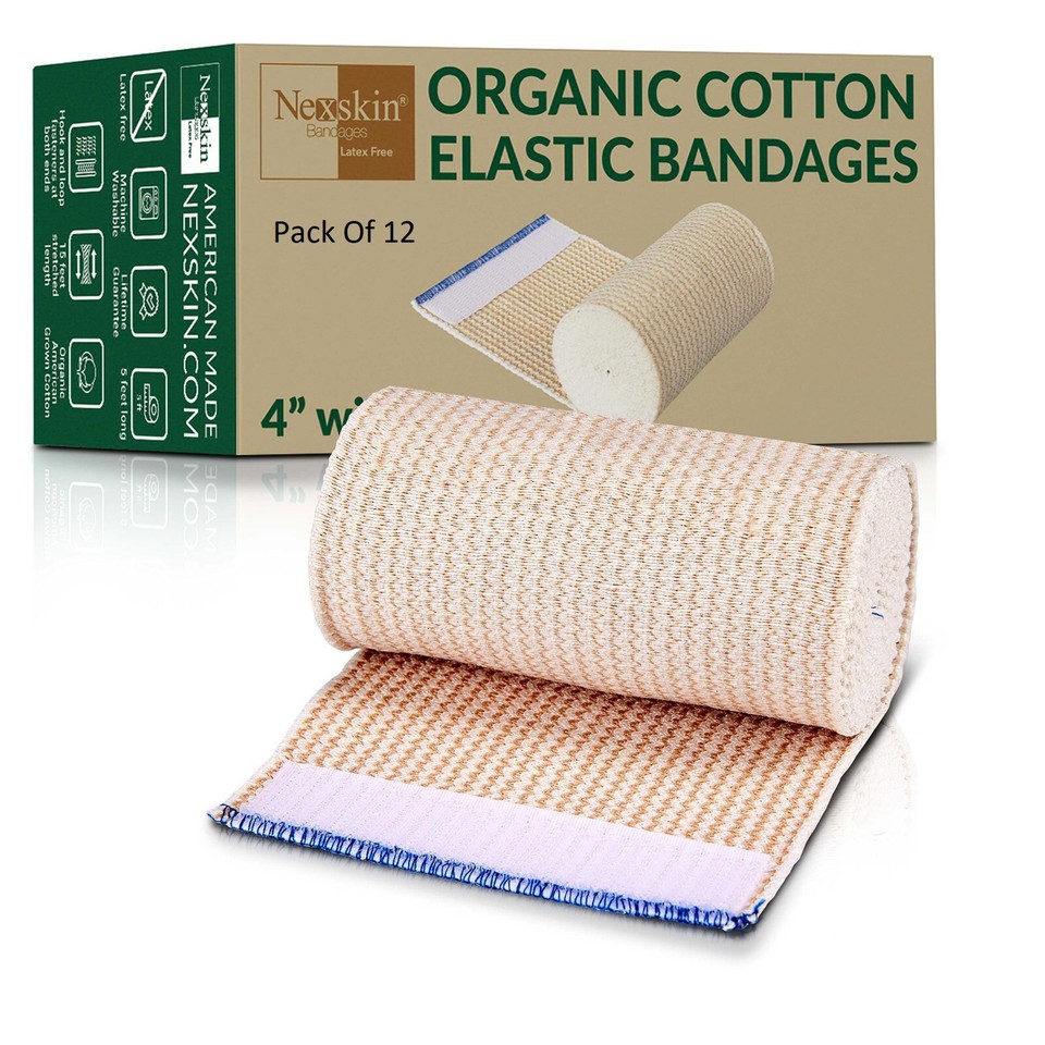 Nexskin Cotton Elastic Compression Bandages Hook & Loop Wrap Fasteners ...