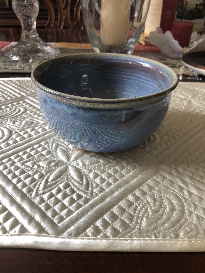 North Carolina Palm Tree Pottery 6” Blue Bowl Signed | eBay