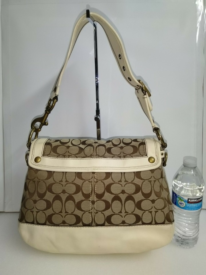 Coach Ali Signature Brown Canvas Leather Trim 65th Ann. Turnlock ...