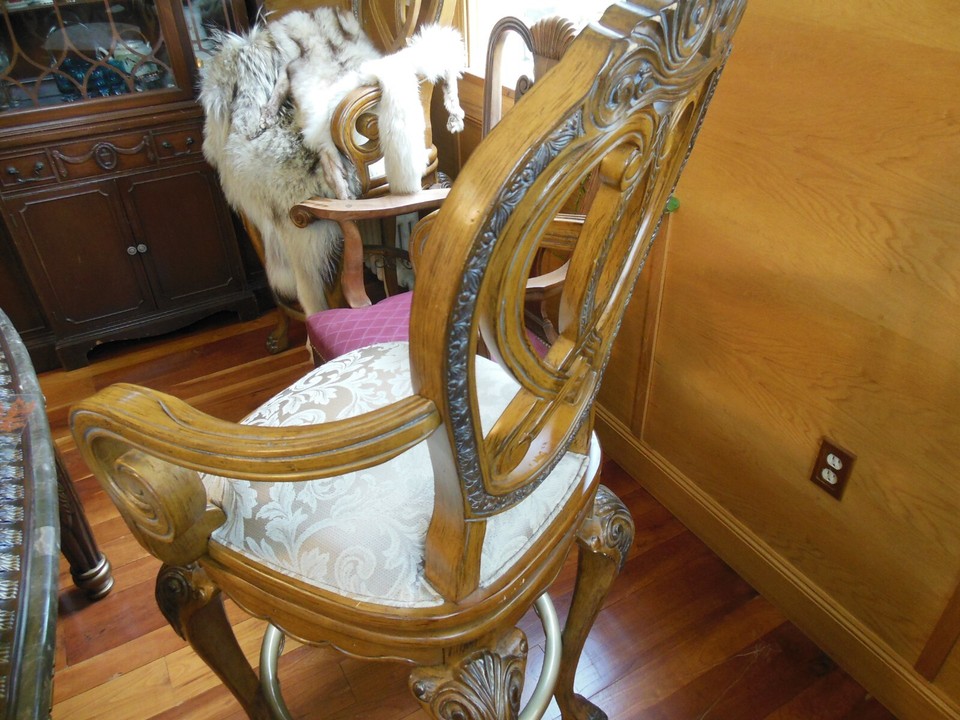 STUNNING HUGE, MOHOGANY HAND CARVED 4 (FOUR) BAR STOOLS by Michael ...