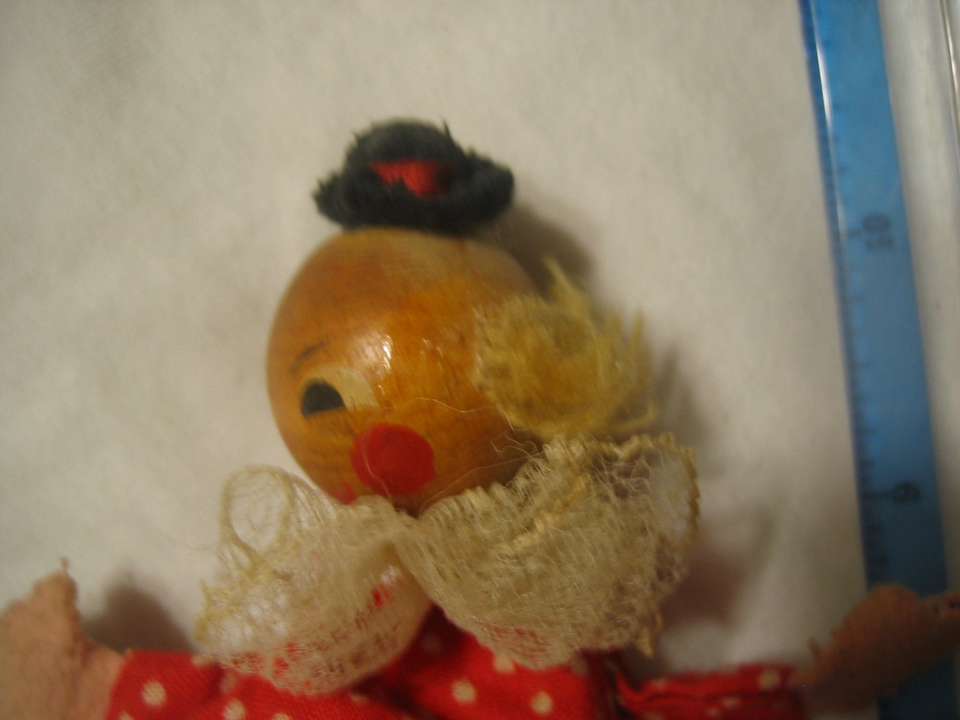Vintage Toy Push Pop-Up Wooden Clown Stick and Cone Authentic Antique ...