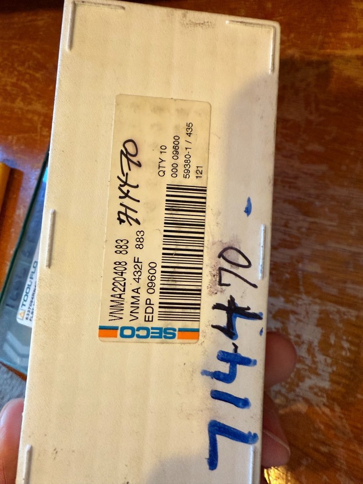 Nuovo Confezione 9 Seco Inserti Carburo # VNMA220408/883 Vnma 432F/714. ...