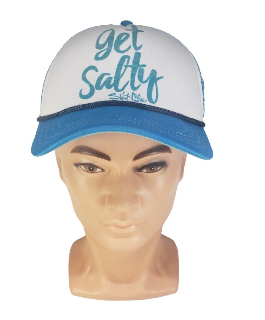 Salt Life Get Salty Hat Mens One Size Blue Trucker Snapback Meshback ...