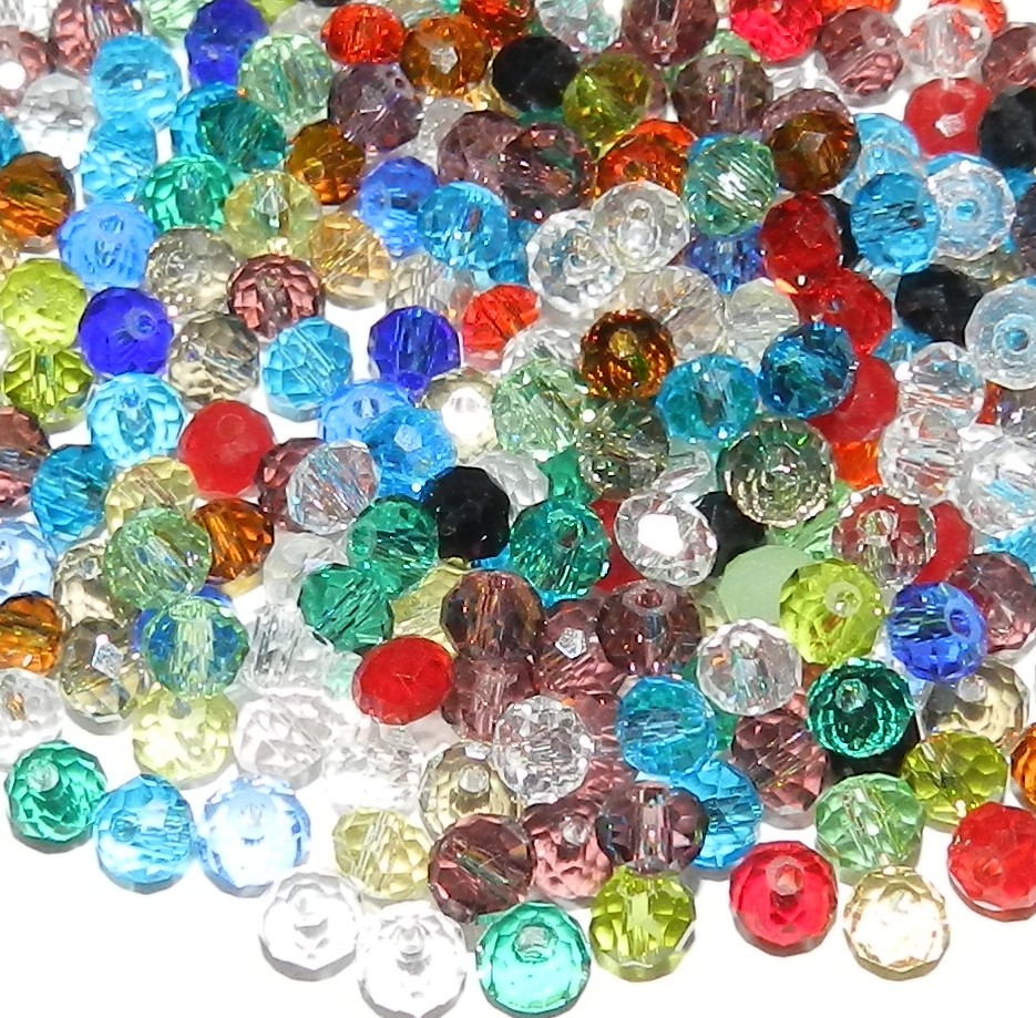 CR1104 Mixed Color & Finish 4mm Rondelle Faceted Cut Crystal Glass ...