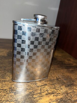 Stainless Steel Flask 8 oz. Liquor Flask w/Checker Board or Basked ...