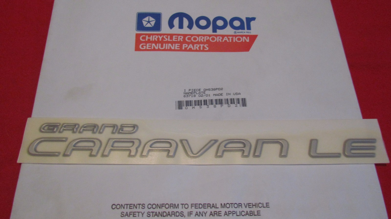 New OEM Gray Dodge "GRAND CARAVAN LE" Nameplate Emblem Letter Kit Badge ...