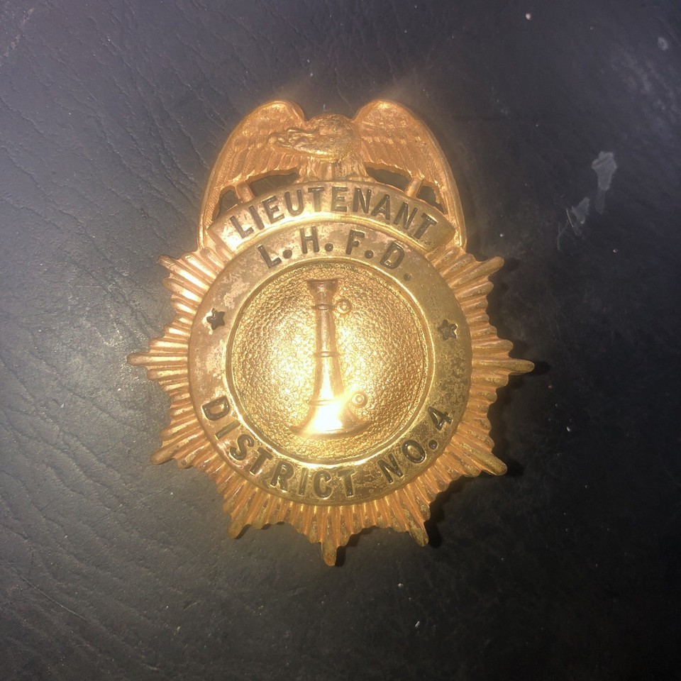 Vtg Fire Department Lieutenant Badge Lake Hiawatha NJ District No 4 ...