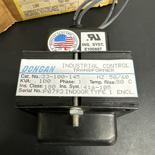 Dongan 33-100-145 Industrial Control Transformer Single Phase NOS | eBay