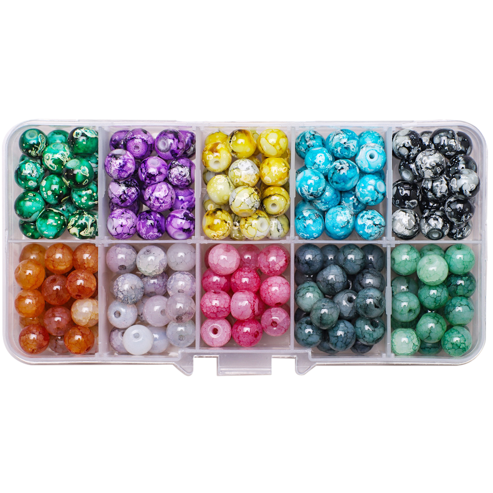 200pcs Crackle Glass Bead Broken Stone 8mm Gift Jewelry Making With ...