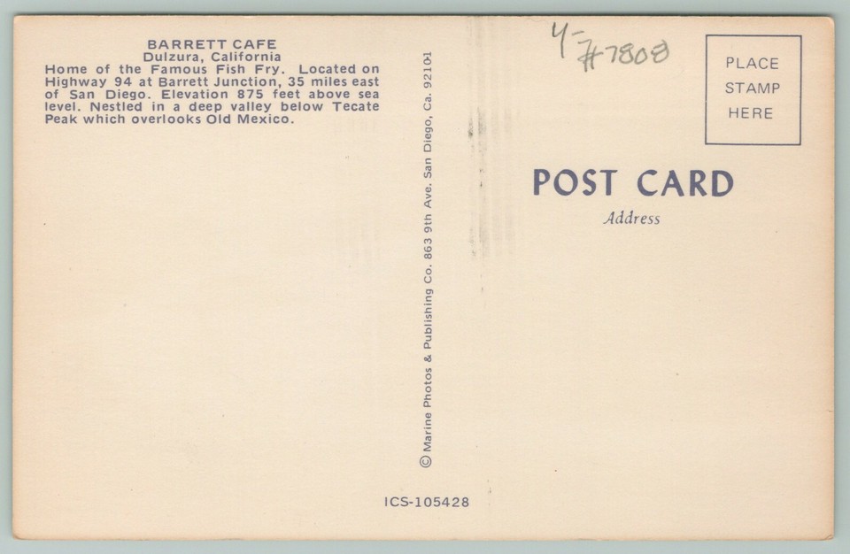 Dulzura California~Barrett Cafe~Spirit of 76 Gasoline Station~1950s PC ...