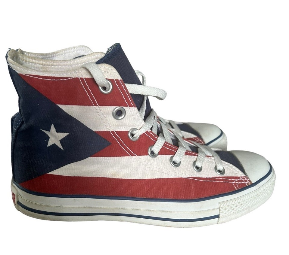 Converse High Top Puerto Rico Flag Star Stripes Men’s 6 Women’s 8 ...