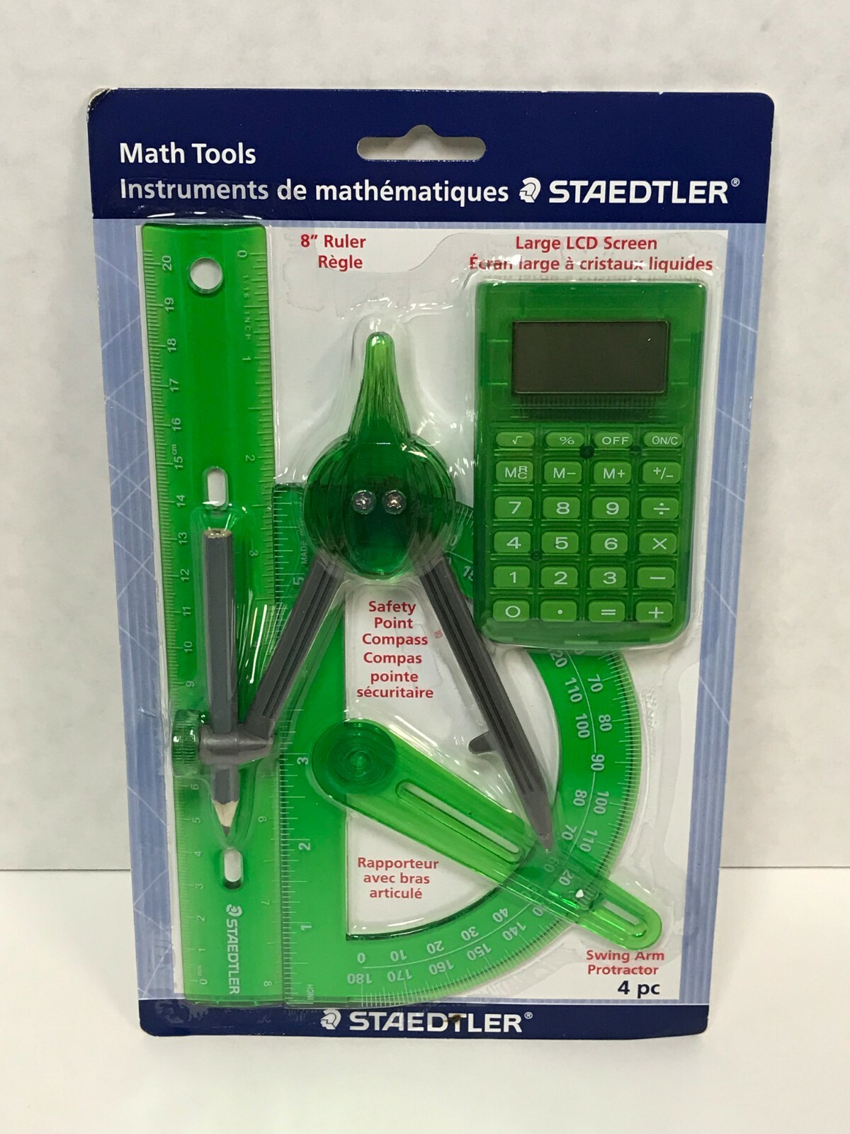 Staedtler 4 Piece Set Math Instruments Ruler Protractor Compass ...