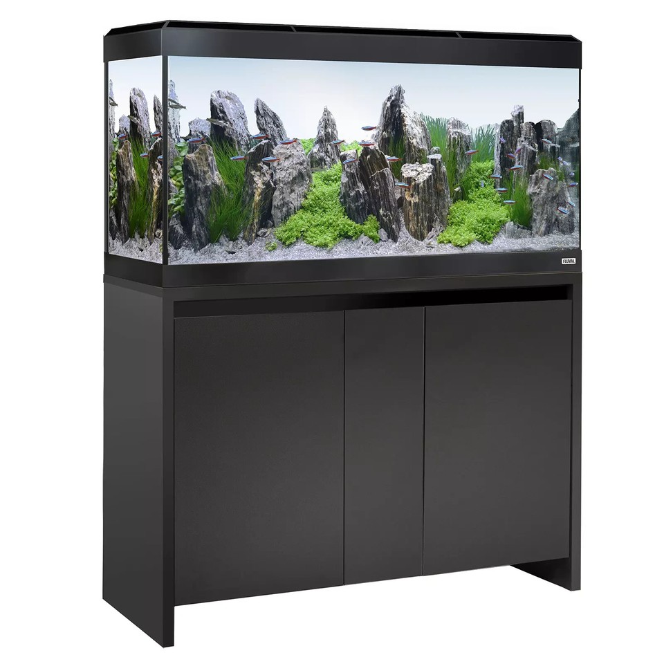 FLUVAL ROMA BT LED AQUARIUMS 90 125 200 240L OAK WALNUT BLACK CABINET ...
