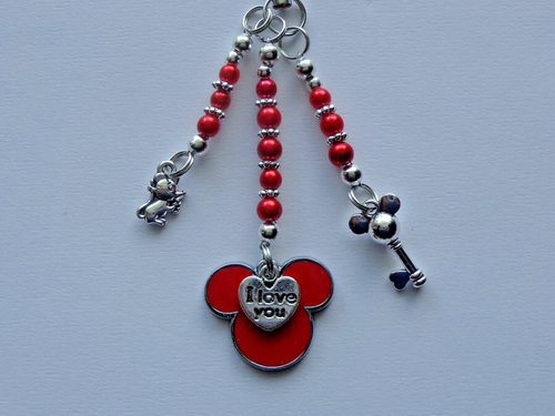 DISNEY WORLD MICKEY MINNIE MOUSE LOVE YOU CELL PHONE STRAPS CHARMS BAG ...