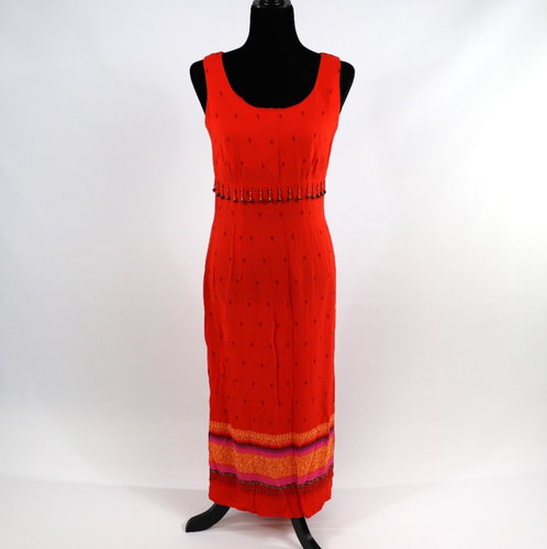 Vintage 1990s Orange Striped Beaded Jessica Howard Dress Size 8 (S/M ...