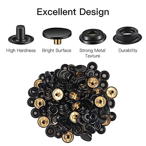 72 Pieces 18Sets Snap Fastener Kit Tool 15MM Snap Button kit Snaps for ...