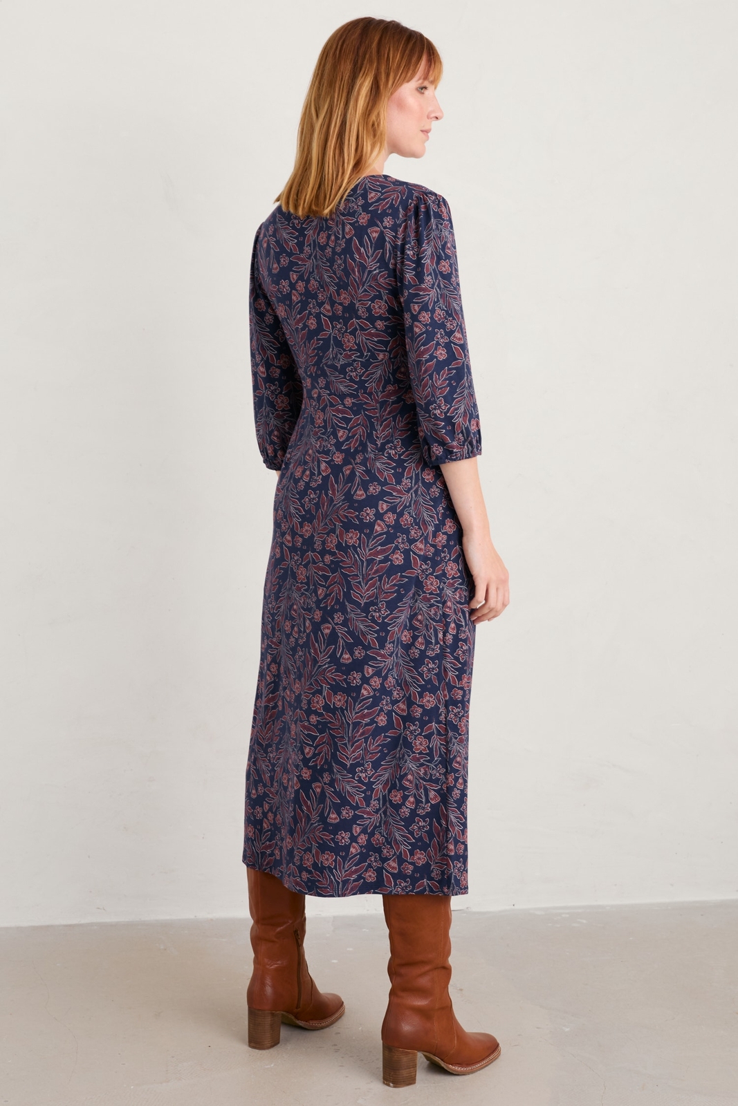 Seasalt Women's Dress - navy Dancers Wrap Effect Jersey Midi Dress ...