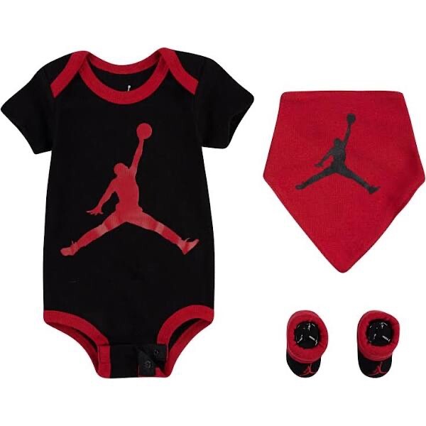 Air Jordan Baby Boy Bodysuit Bandana Bib & Booties 0-6M Black & Red for ...