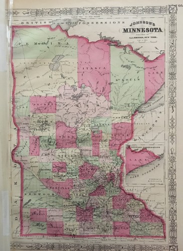 Johnson’s Minnesota 1865 Antique Original Map | eBay