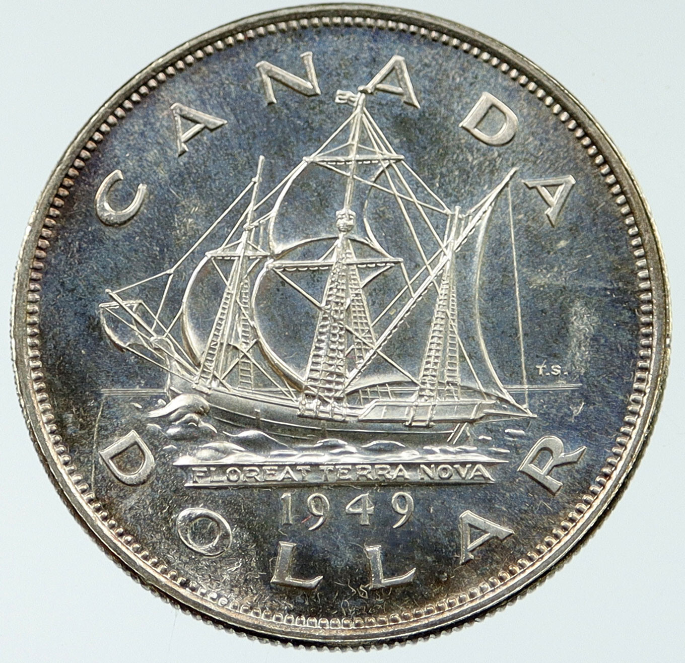 1949 CANADA UK King George VI SHIP Newfoundland OLD Silver Dollar Coin ...