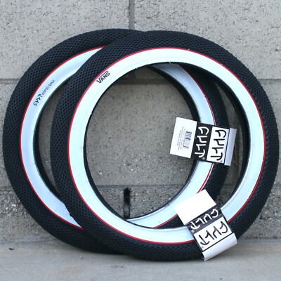 PAIR OF CULT BMX VANS 16" BICYCLE TIRES BLACK w/ WHITE SIDEWALLS | eBay
