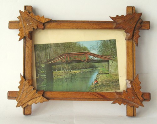 Antique tramp art style picture frame Americana folk art country home ...