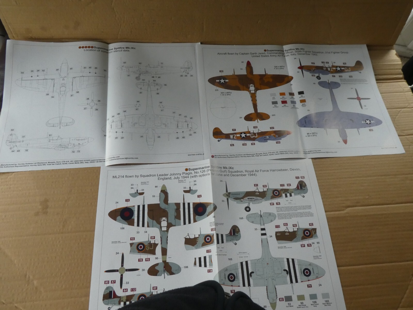 Airfix Spitfire MK1xc A17001 new paint guide x3 1/24 scale | eBay UK