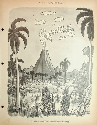 Original 1943 Vintage print Ad: Volcano smoke making Pepsi-Cola # ...