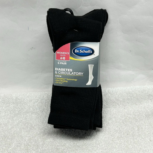 NEW WOMEN'S SIZE 4-10 DR. SCHOLL'S DIABETES & CIRCULATORY CREW SOCKS 6 ...