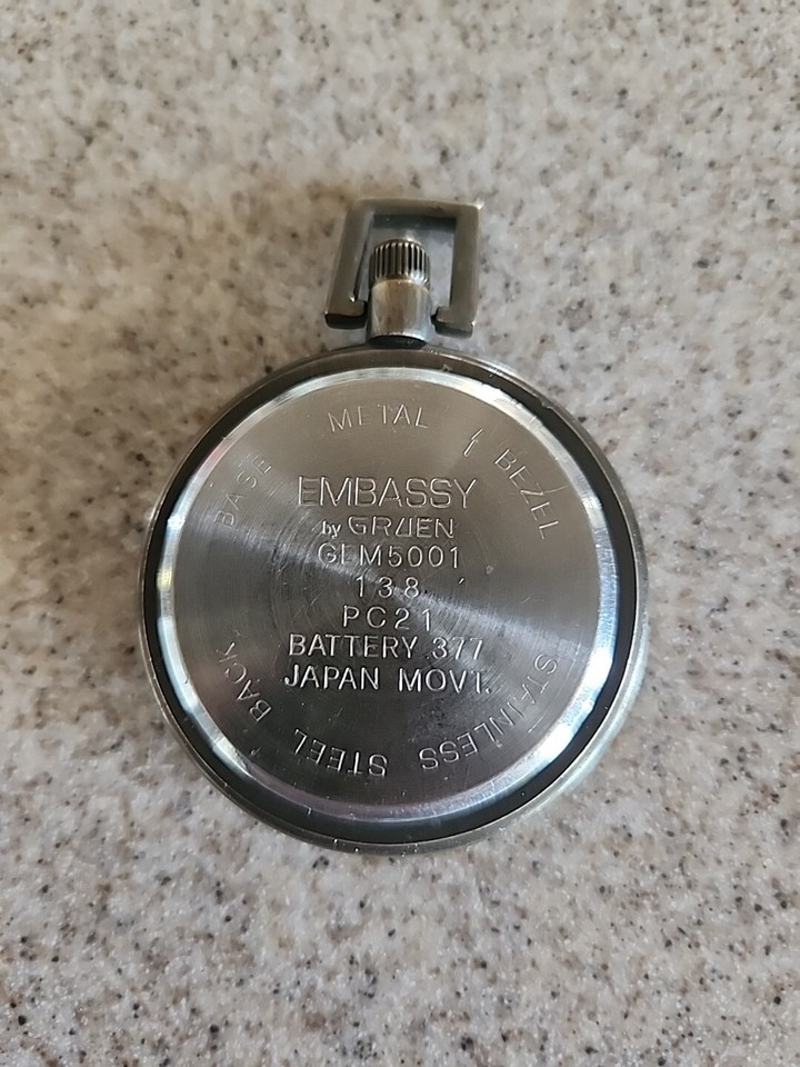 Vintage Embassy By Gruen GEM 5001 138 PC21 Pocket Watch (NEW BATTERY ...