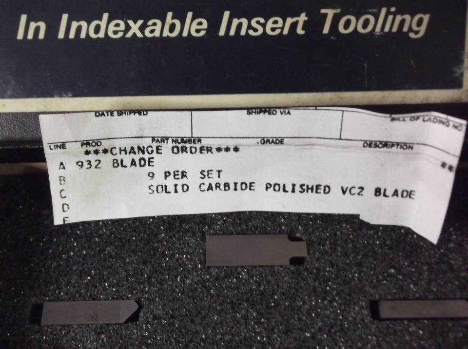 NEW Valenite Carbide Polished VC2 Blades, 9-Piece Set *FREE SHIPPING ...