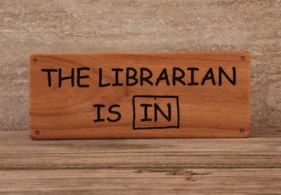 THE LIBRARIAN IS IN wood plaque sign, Handmade custom, Librarian Decor ...