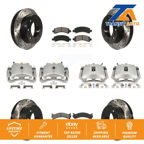 Front Rear Brake Caliper Drill Slot Rotors Semi-Metallic Pad Kit (10Pc ...