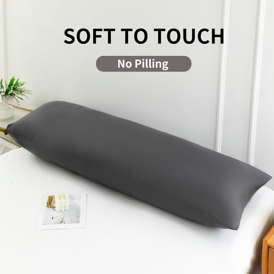 Dark Gray Body Pillowcase, Long Pillow Case, Microfiber Body Pillow ...