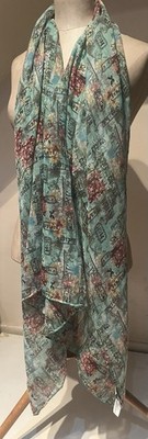 Kelly Rae Robert’s Scarf In Blue with Green and Reds Inspiring Print ...