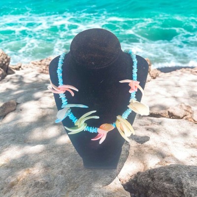 Vintage Multi Colored Puka Shells & Sea Shells Necklace Pastel Hawaiian ...