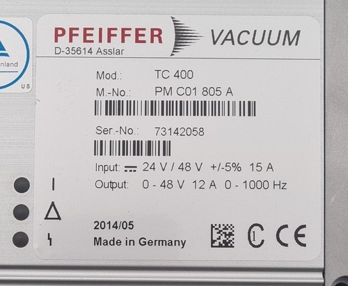 Pfeiffer TC400 TC 400 Turbomolecular Vacuum Pump Controller PM C01 800 ...