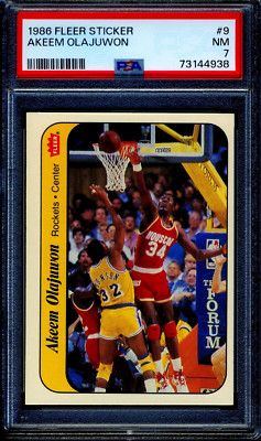 1986 Fleer Sticker #9 Hakeem Olajuwon PSA 7 NM *Houston Rockets* | eBay