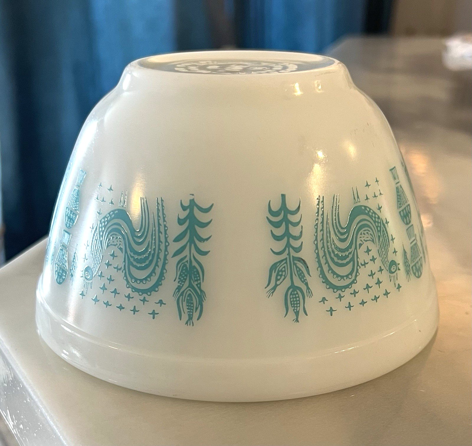 Pyrex Teal Blue White Amish Butterprint Bowl Mixing 401 1.5 PT Small ...