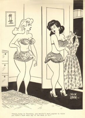 Babes In Lingerie Underwear Gag Humorama 1958 Art By Jack Lohr Ebay