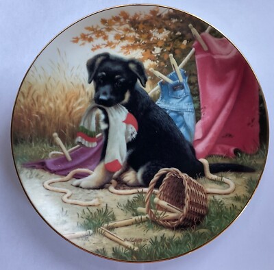 Puppy Playtime, Hanging Out Decorative Plate 1987 by Jim Lamb Artist, 8 ...
