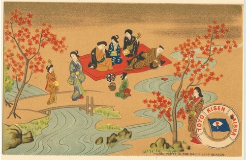 Japan Picnic Party in the Maple Leaf Season Vintage Color Postcard Mint | eBay