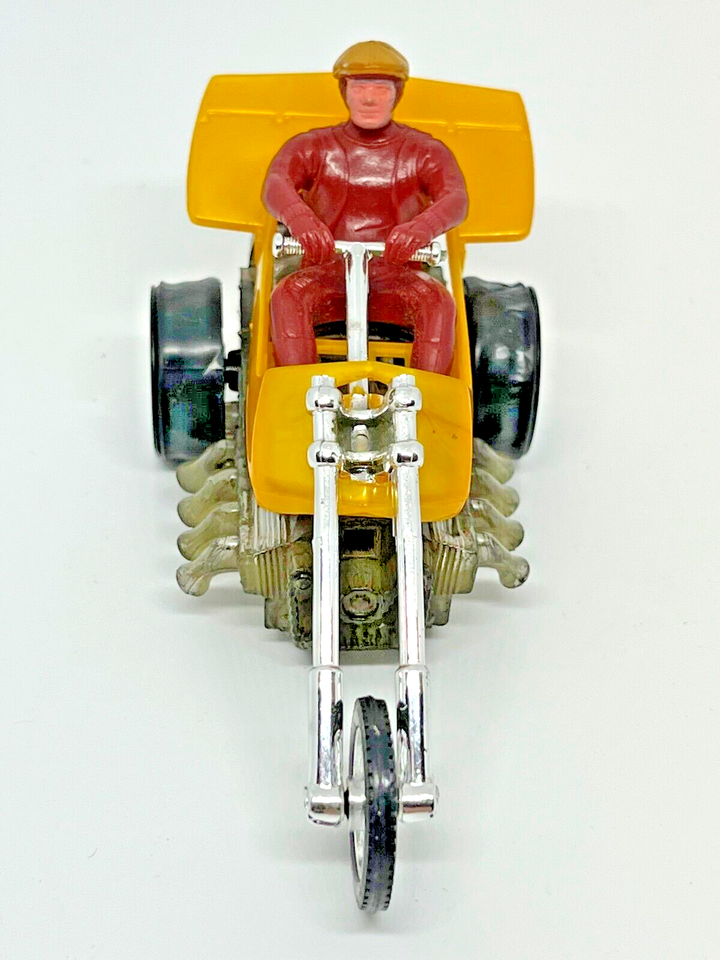 VTG - MATTEL HOT WHEELS CHOP CYCLE YELLOW SPEED STEED w/ BROWN RIDER ...