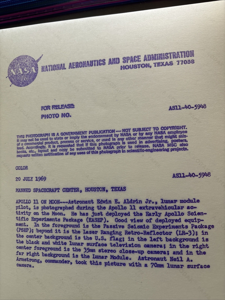 1969 Nasa Apollo 11 Red Letter Photograph on Kodak | eBay