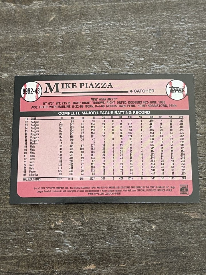 Mike Piazza 2024 Topps 35th Anniversary SILVER FOIL #89B2-43 "New York ...