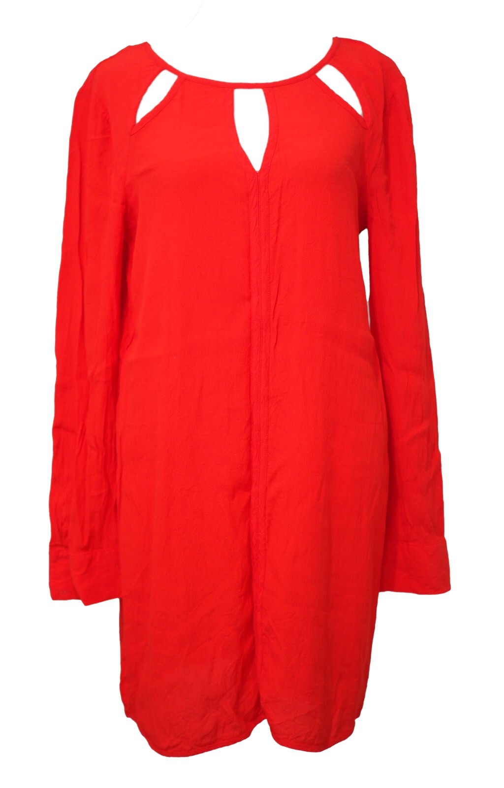 BCBGMaxazria EMMALISE M Dress Bright Red Crepe Cutout Long Sleeve Shift Berry | eBay