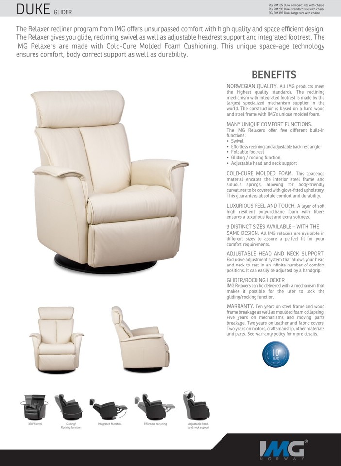 IMG Duke RM285 Medium Power Relaxer Recliner Chair Sauvage S557 Chalk ...