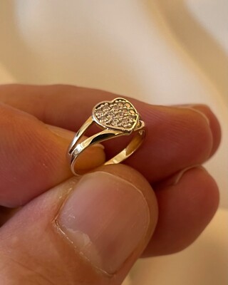 Genuine 9CT Yellow Gold Babies Ring babies' Heart CZ ring A-M Sizes ...