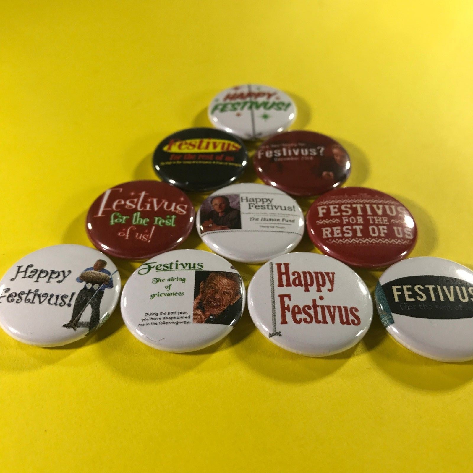 Festivus 1" Button Pin Set Christmas Seinfeld Holiday Comedy Frank ...